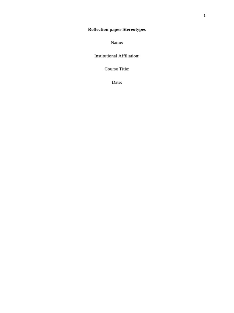 Reflection Paper Stereotypes - Edited.edited | PDF