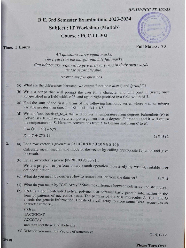 PCC It 302 (2023 24) | PDF