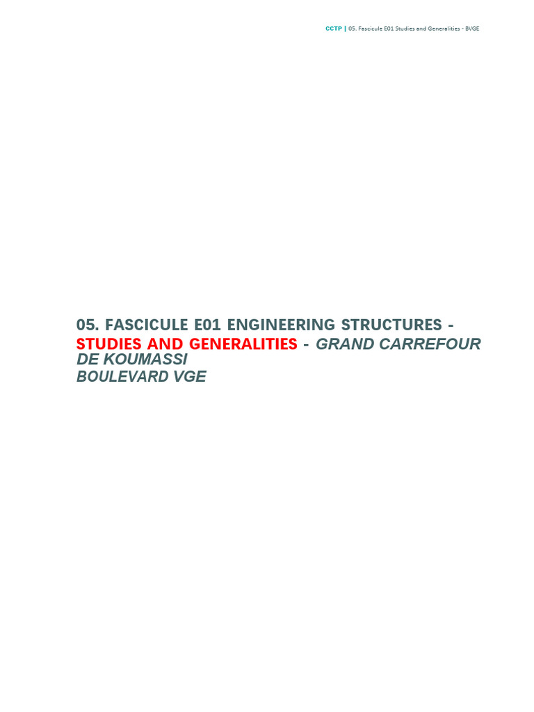 Fascicule - E01 - Etudes Et Généralités - BVGE en | PDF
