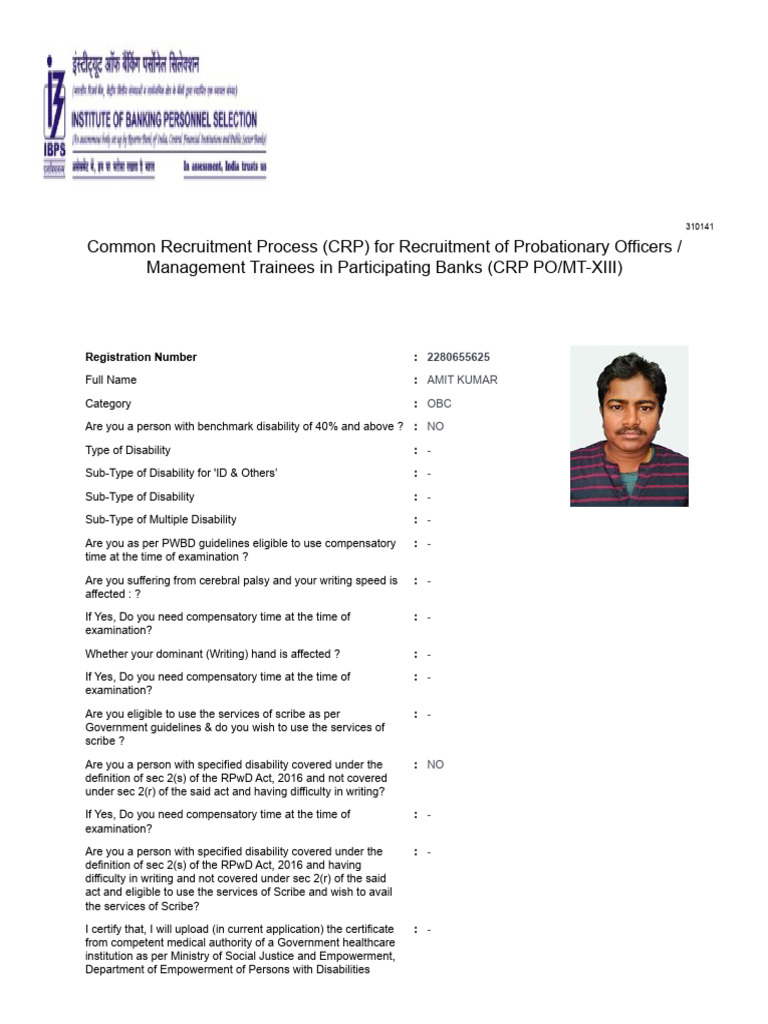 Amit Ibps Form Rec | PDF