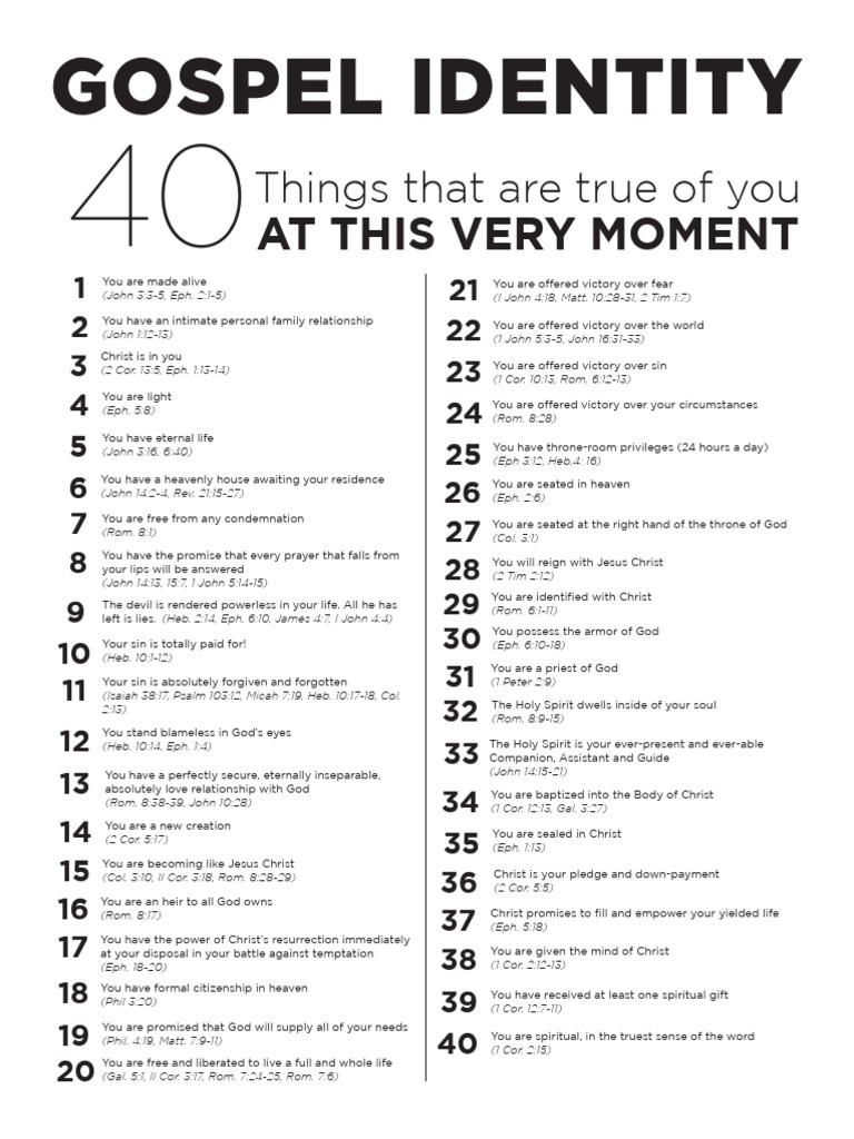 Gospel Identity 40 Things | PDF
