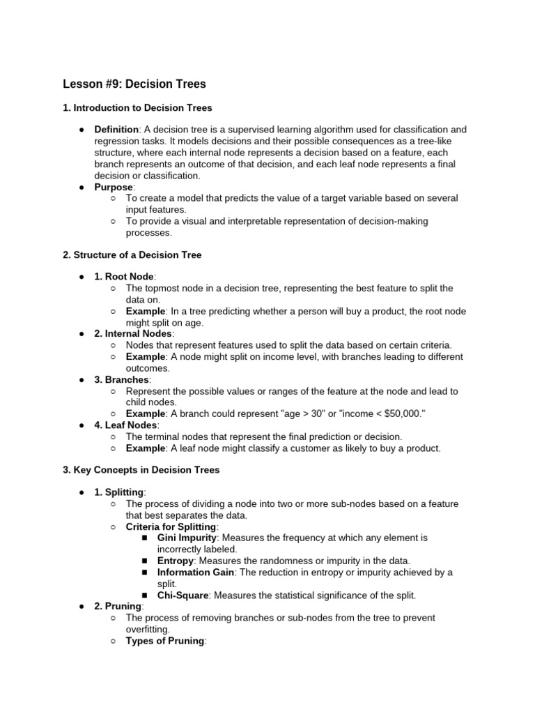 Lesson #9 - Decision Trees | PDF