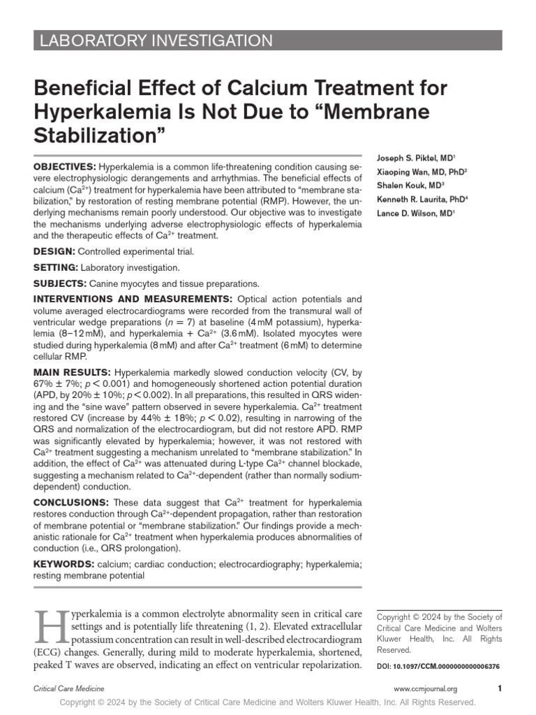 Joseph S Piktel Beneficial Effect of Calcium Treatment | PDF