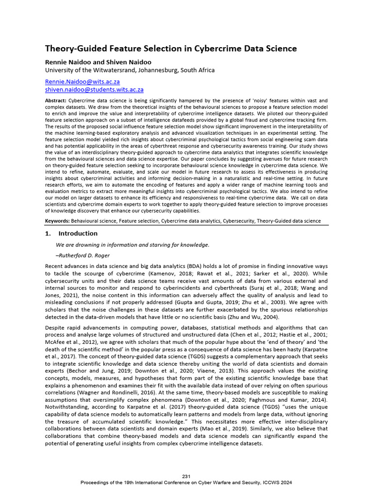 Theory-Guided Feature Selection in Cybercrime Data | PDF