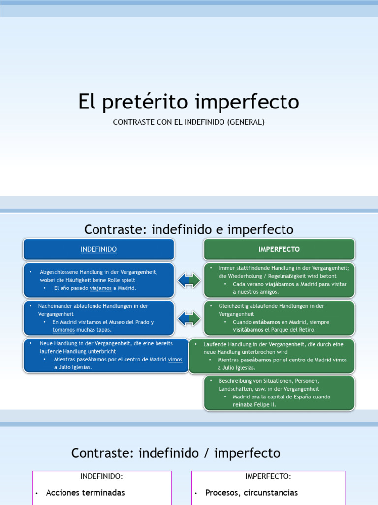 Imperfecto - Indefinido Contraste General | PDF