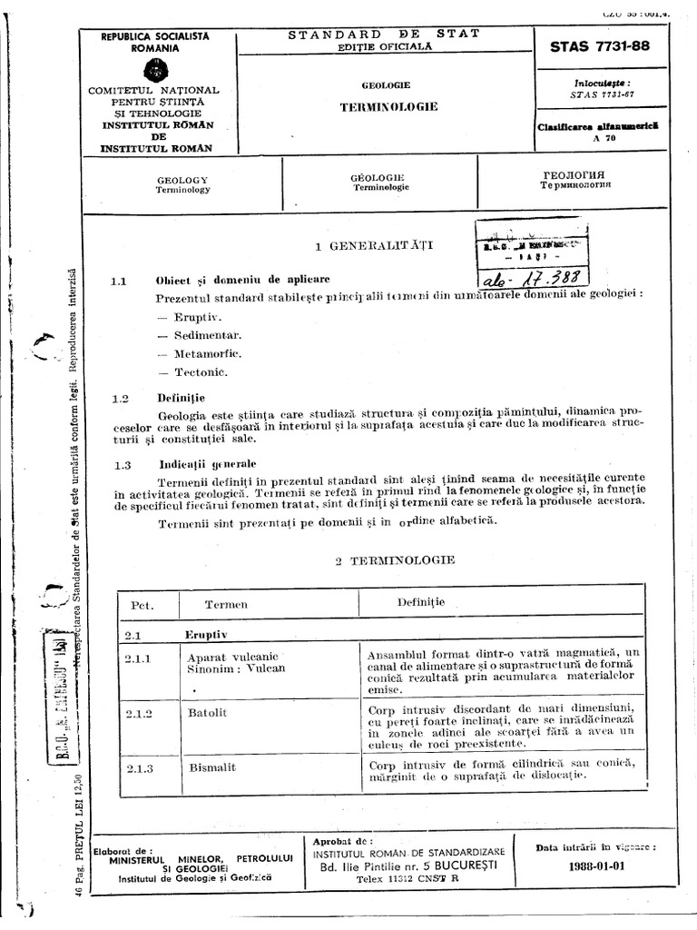 STAS 7731-88 Geologie. Terminologie | PDF