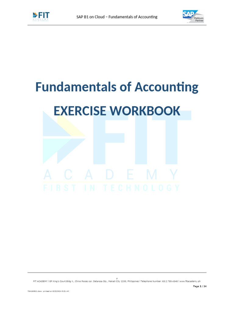 FundAcc Exercise Workbook | PDF