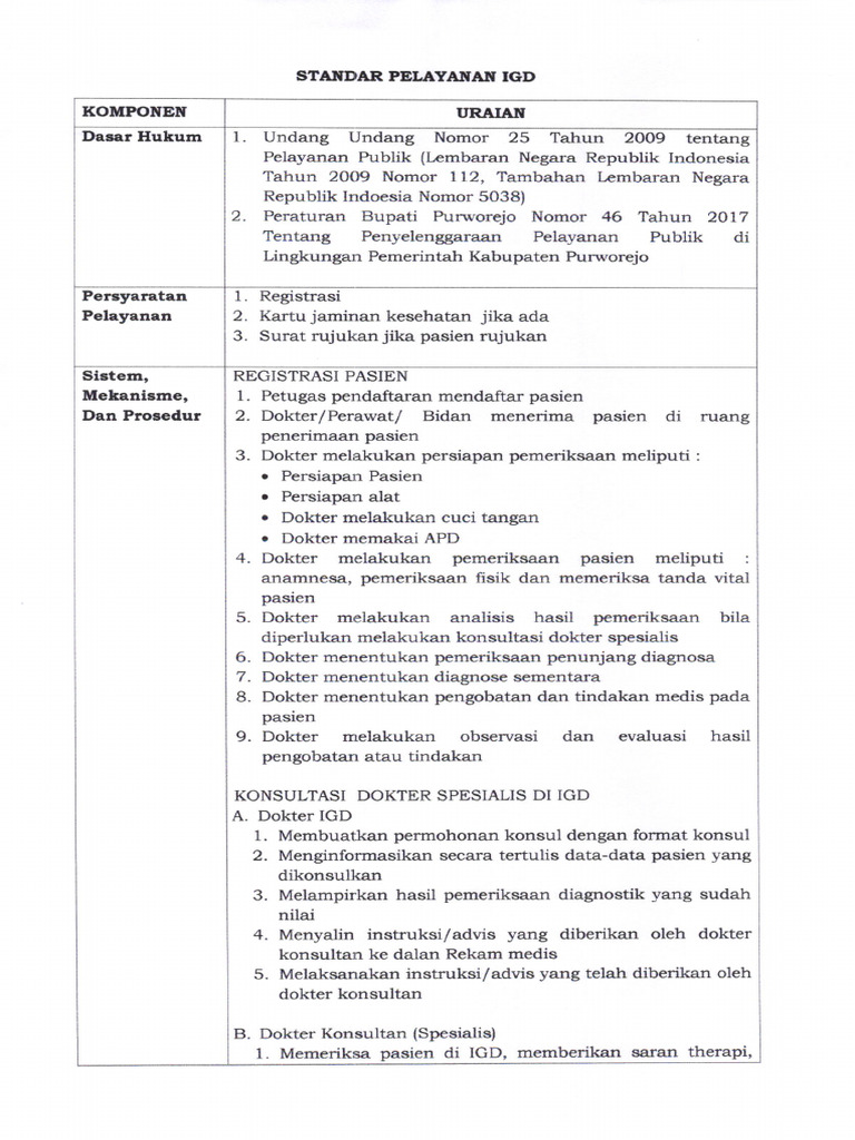 Standar Pelayanan IGD | PDF