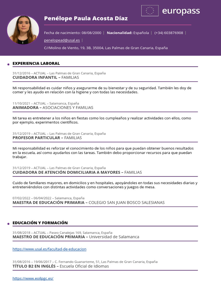 Curriculum Penélope Acosta | PDF