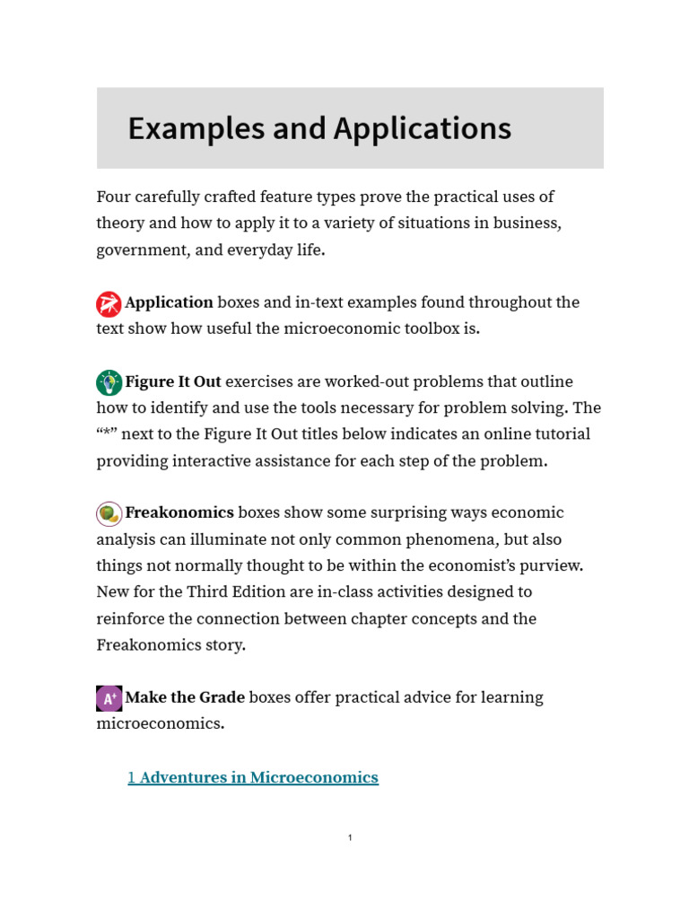Microeconomics - (Examples and Applications (Summary) ) | PDF