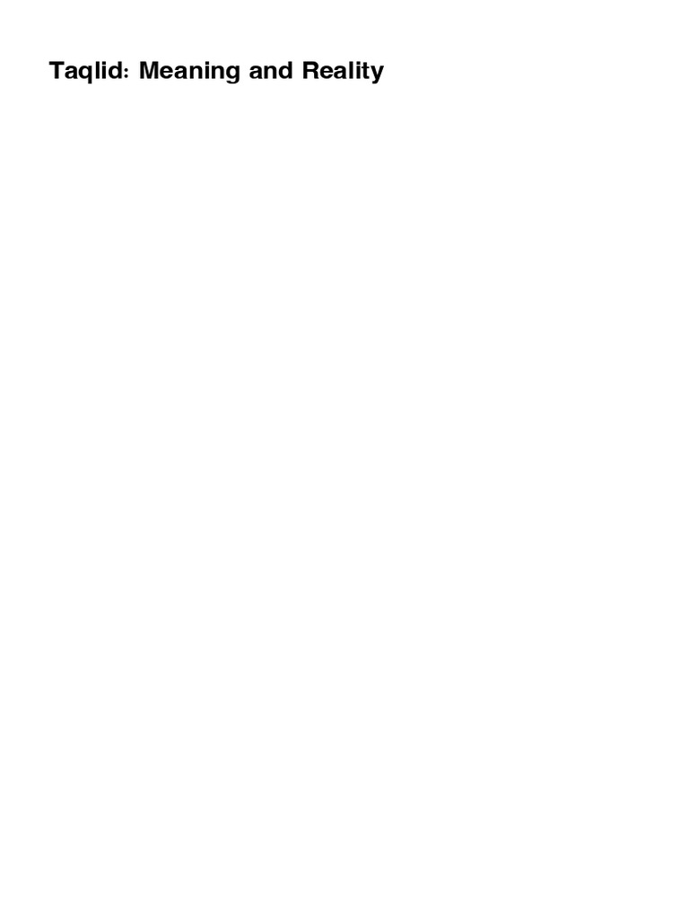 Taqlid Meaning and Reality | PDF