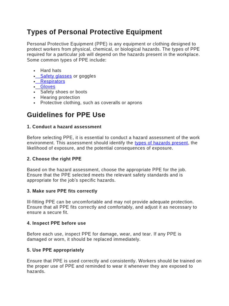 Essential Guidelines for PPE Use | PDF | Personal Protective Equipment ...