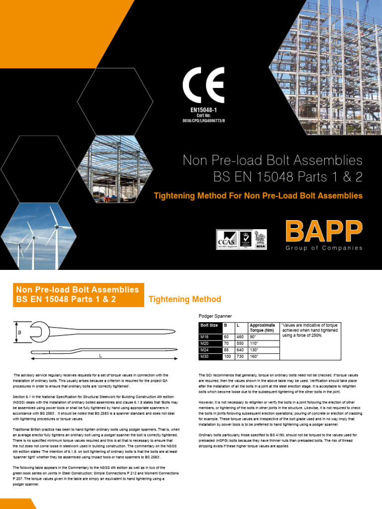 BAPP Tightening-Of-Non-Preloadable | PDF