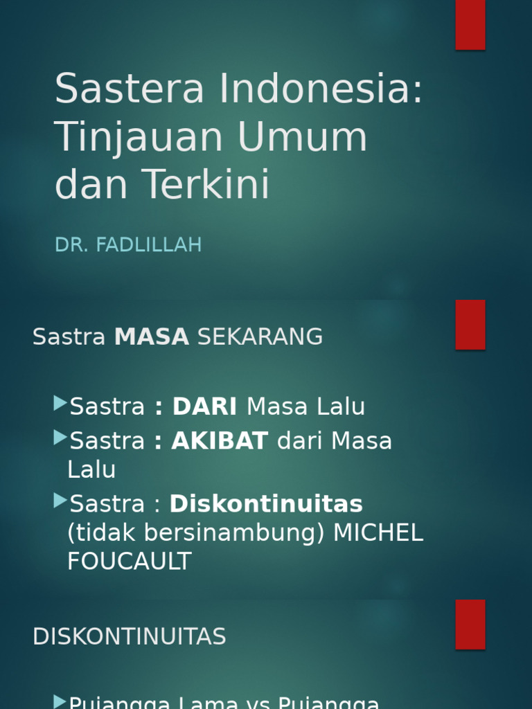 Sastera Indonesia Tinjauan Umum Dan Terkini | PDF | Ilmu Sosial