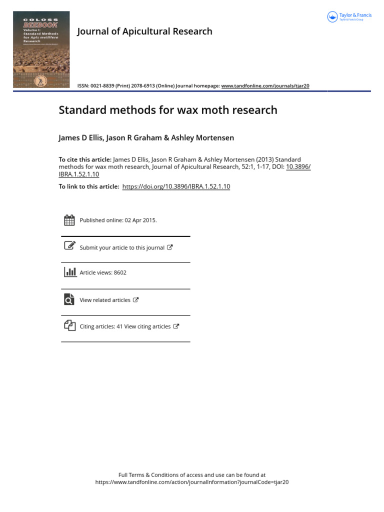 Standard Methods For Wax Moth Research | PDF