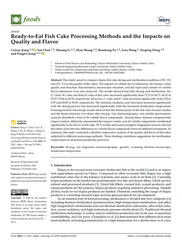 Ready-to-Eat Fish Cake Processing Methods and The | PDF
