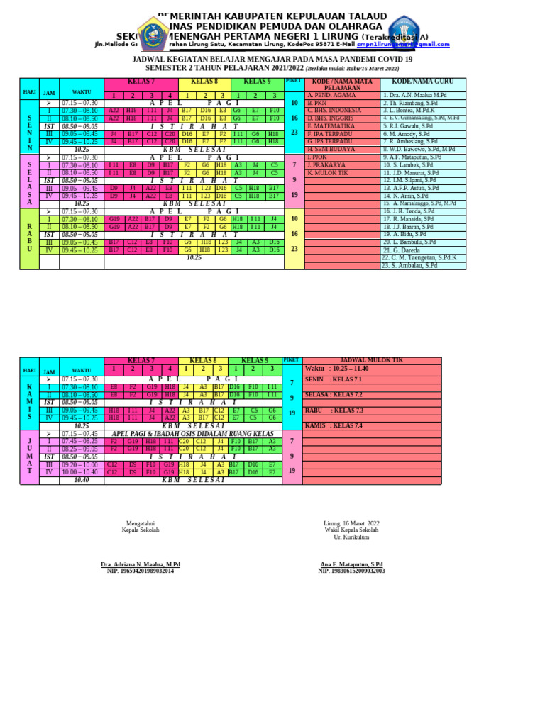Jadwal KBM Sementara | PDF