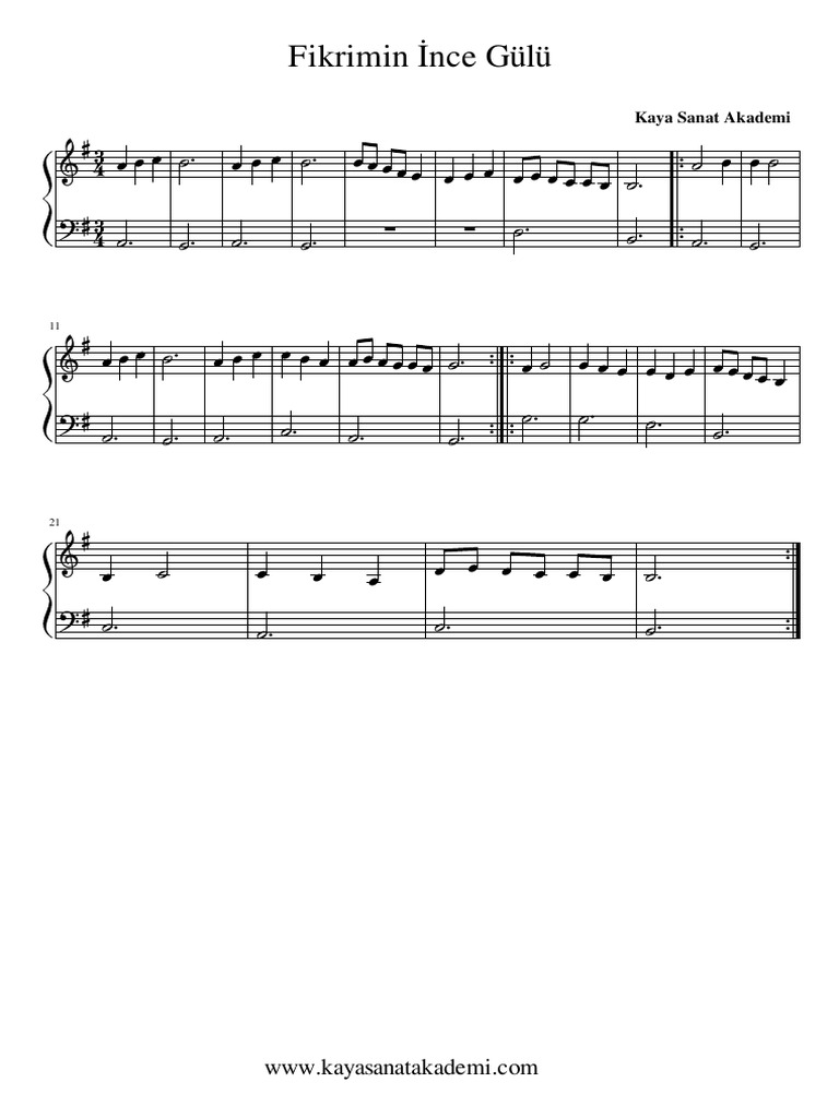 Fikrimin Ince Gulu Keman Notasi | PDF