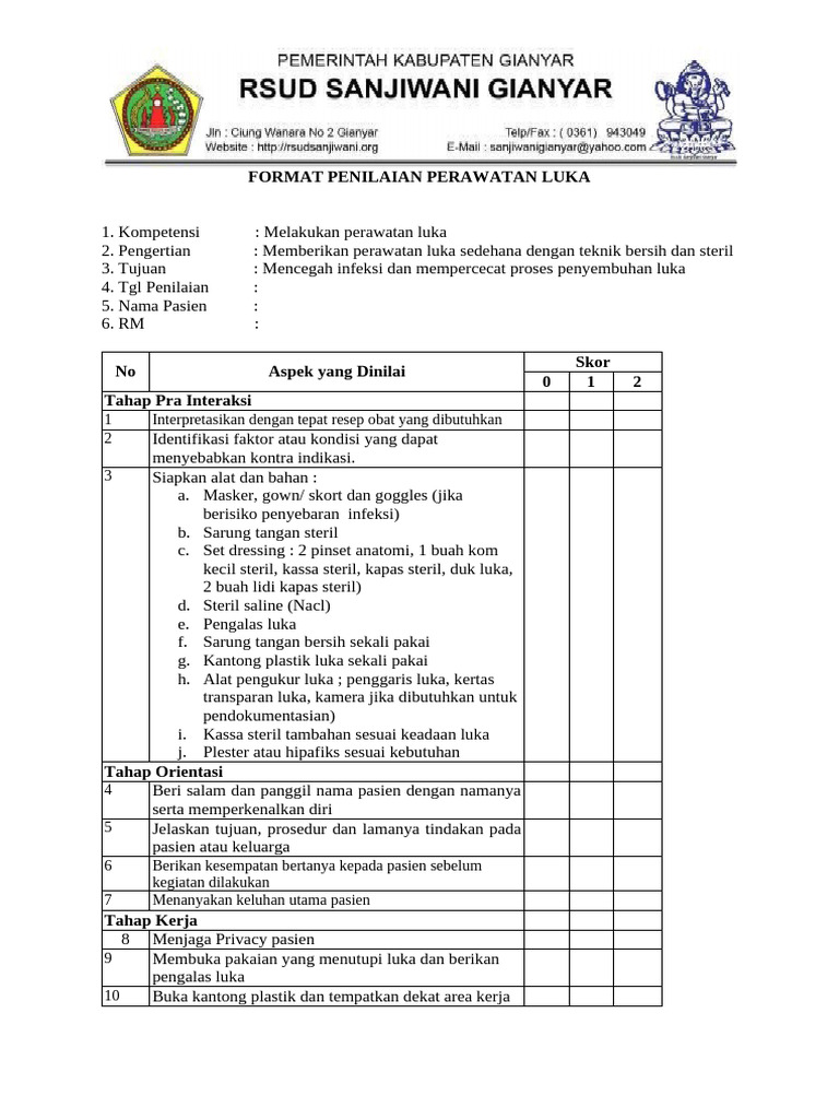 Rawat Luka Cheklist | PDF