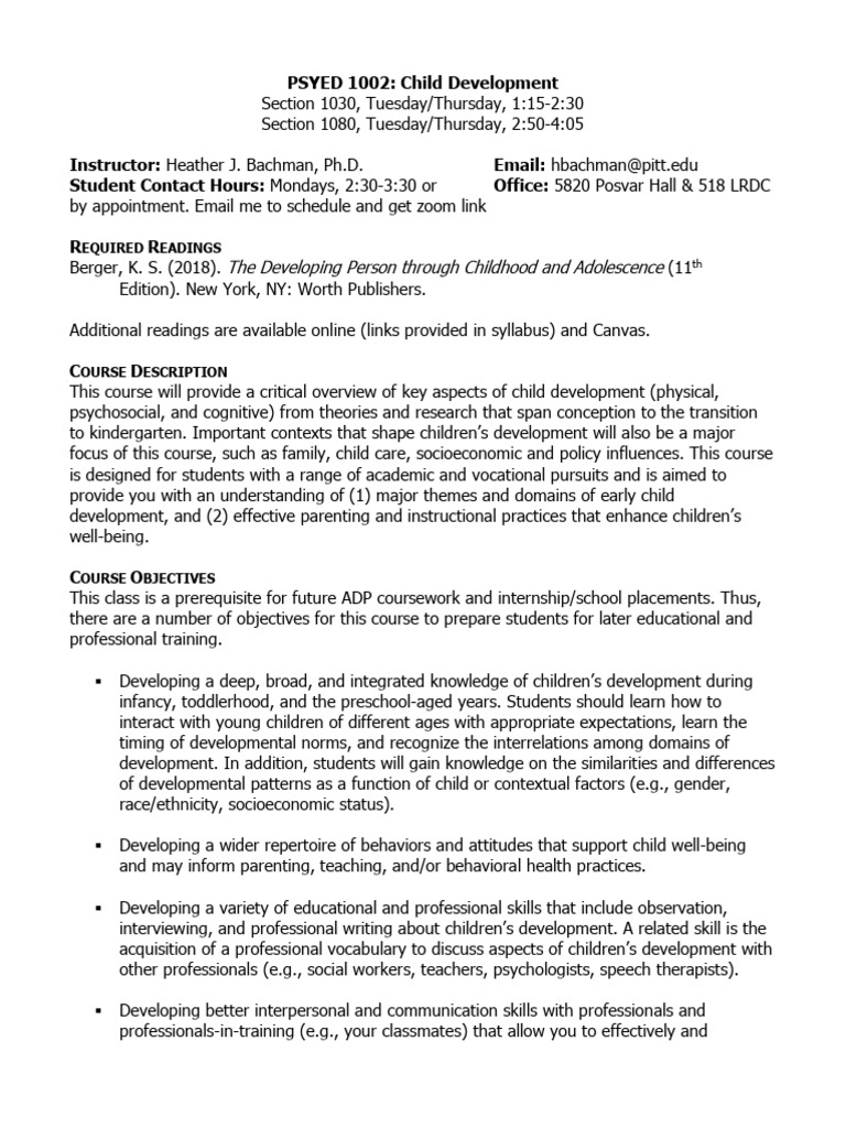 PSYED 1002: Child Development: Equired Eadings | PDF