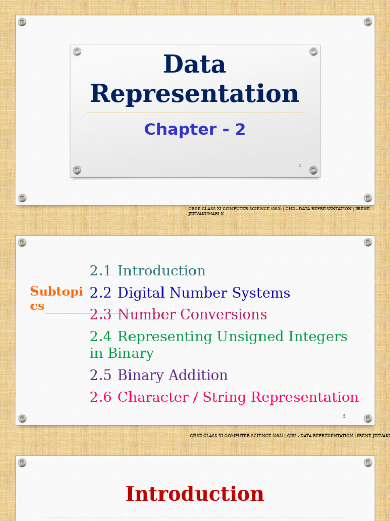 V.J. Sanjeev Vls Computer Science CH 2 Data Representation | PDF