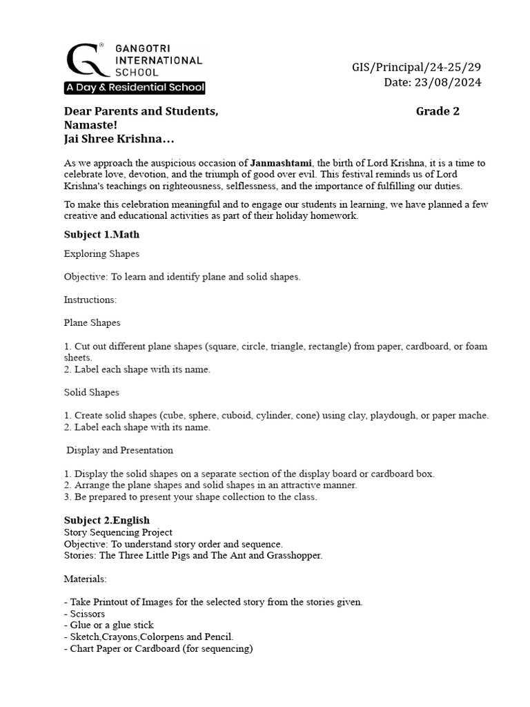 Grade 2 Holiday B.A | PDF