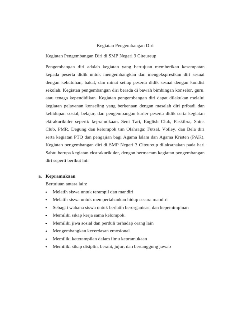 Kegiatan Pengembangan Diri | PDF