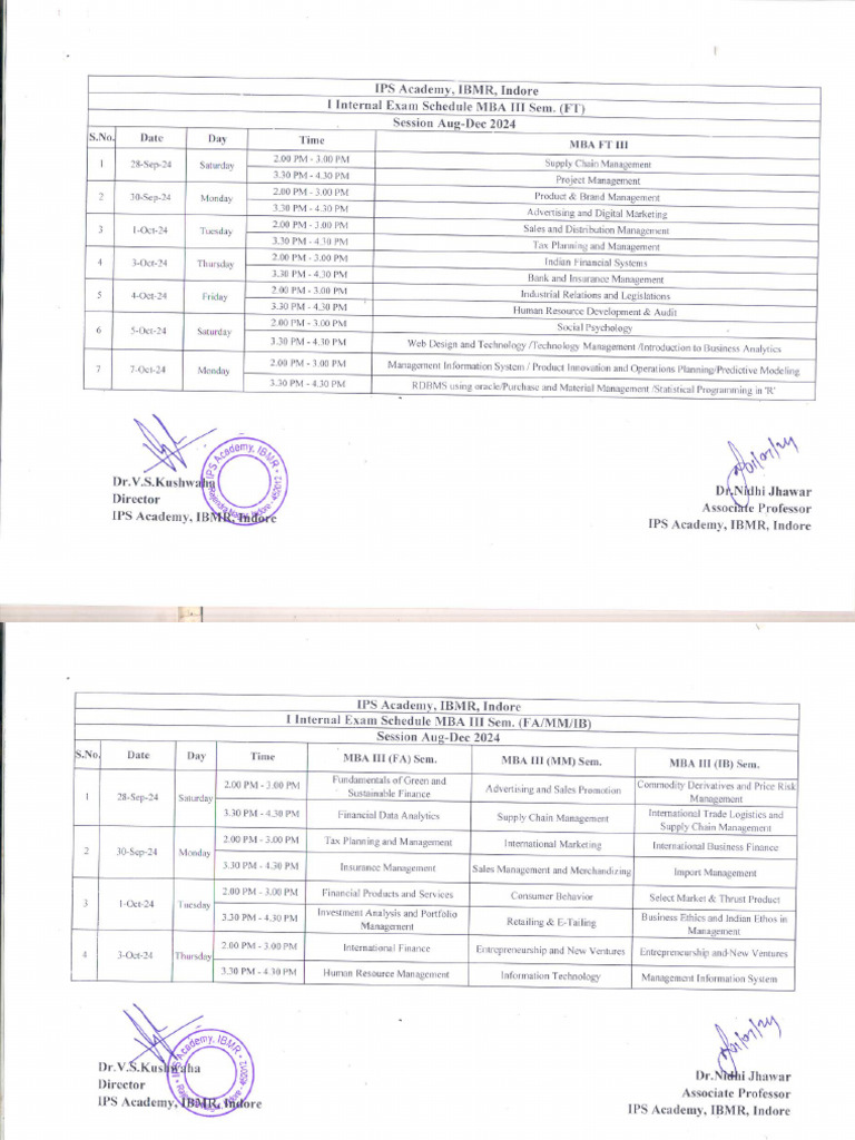 1 - III Sem. First Internal Aug - Dec.2024 | PDF