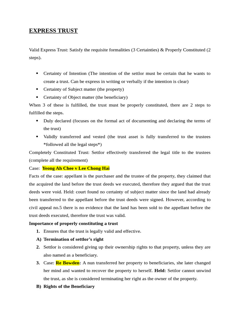 Express Trust | PDF | Settlor | Politics