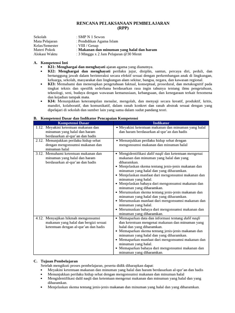 RPP Lengkap | PDF