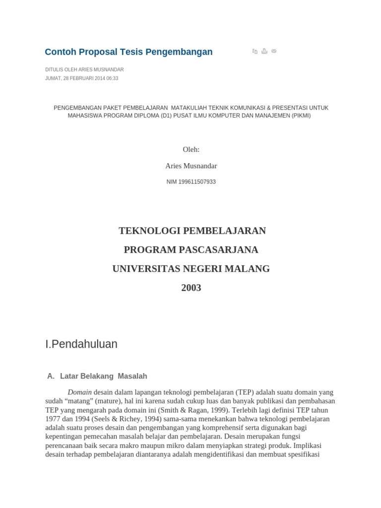 Contoh Proposal Tesis Pengembangan | PDF
