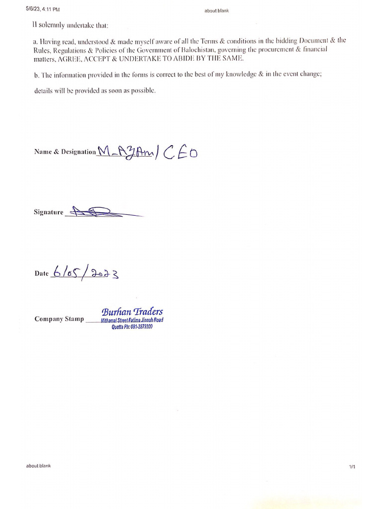 Declaration by Bidder | PDF