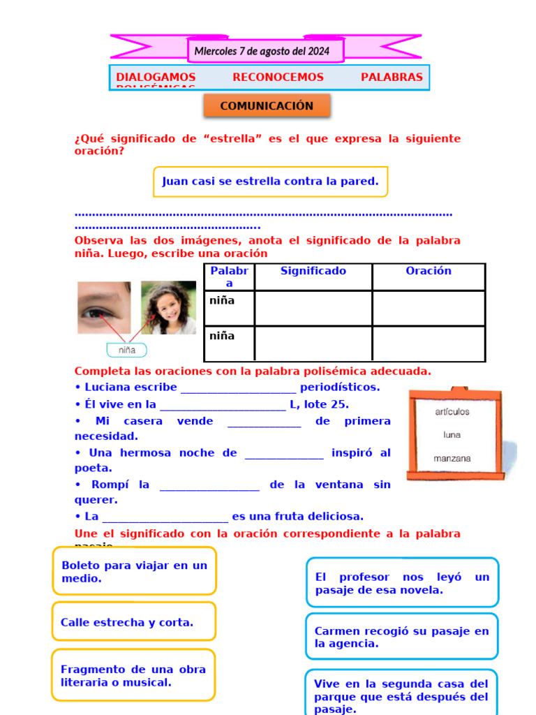 FICHA COMUNICACION° Miércoles 7 | PDF