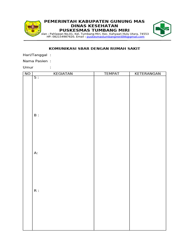 KOMUNIKASI SBAR DENGAN RUMAH SAKIT | PDF KOMUNIKASI SBAR DENGAN RUMAH SAKIT | PDF