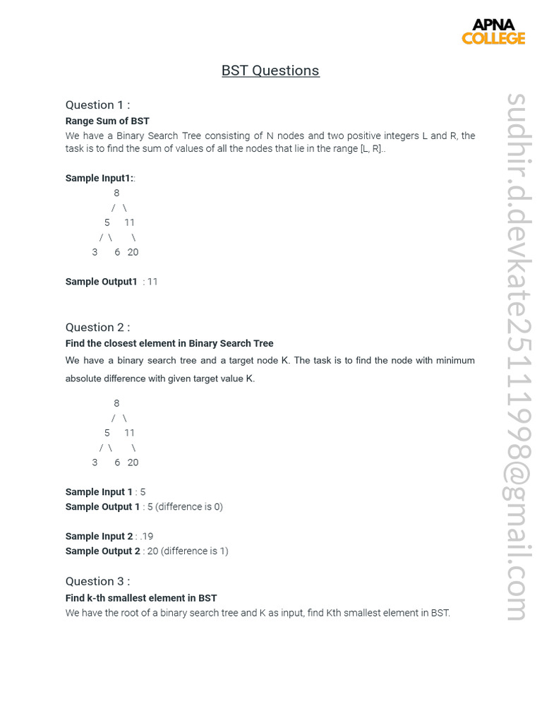BST Questions | PDF