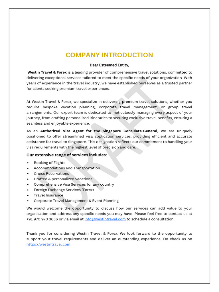 Westin Proposal Letter | PDF