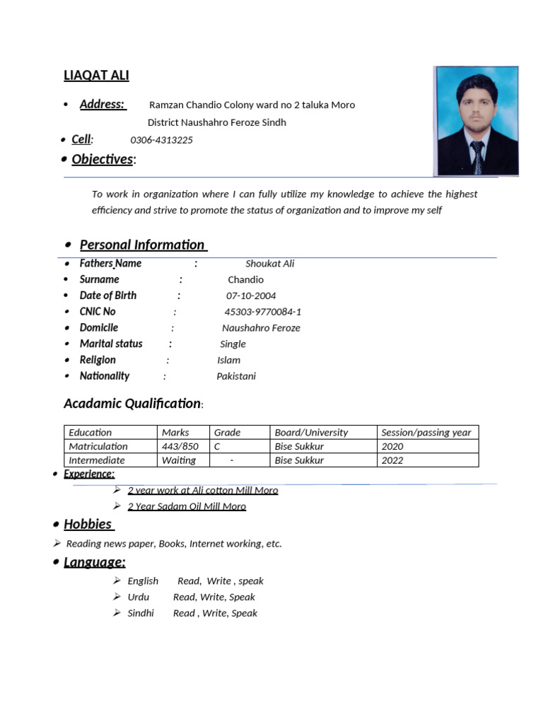 Liaqat CV | PDF