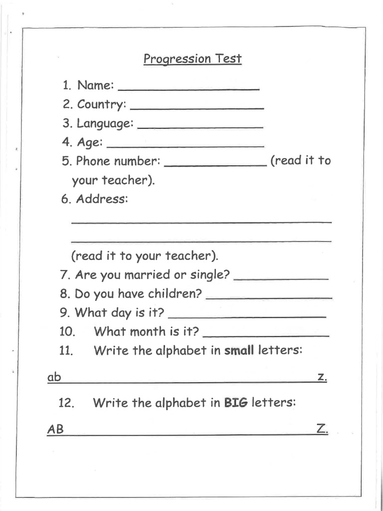 SPlit 1st Steps Progression Test | PDF