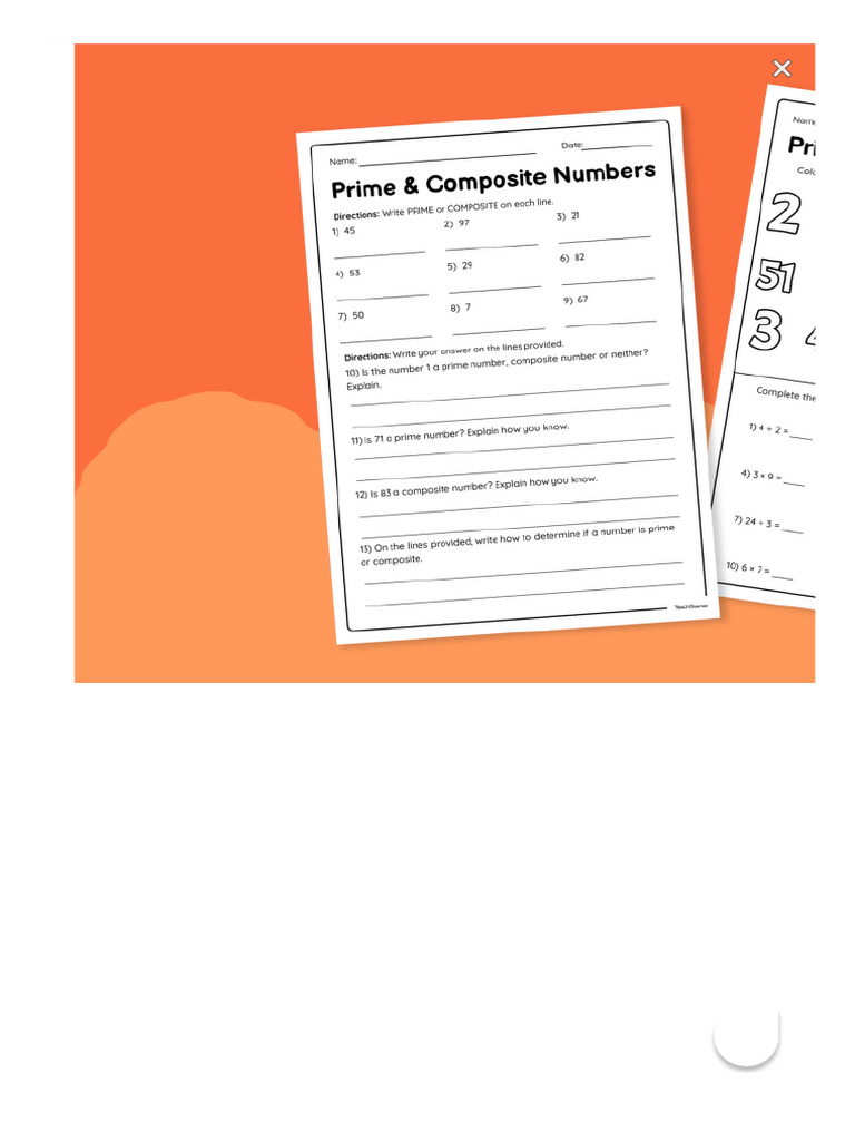 Identifying Prime and Composite Numbers - Worksheet - Teach Starter | PDF