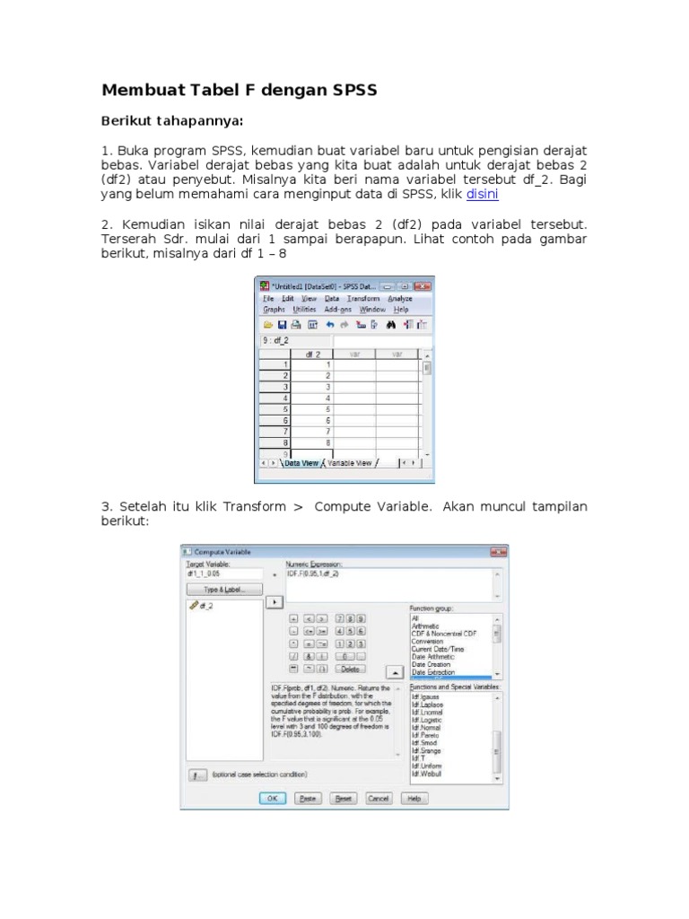 Membuat Tabel F | PDF