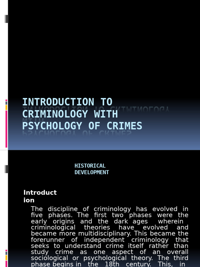 Introduction To Criminology | PDF