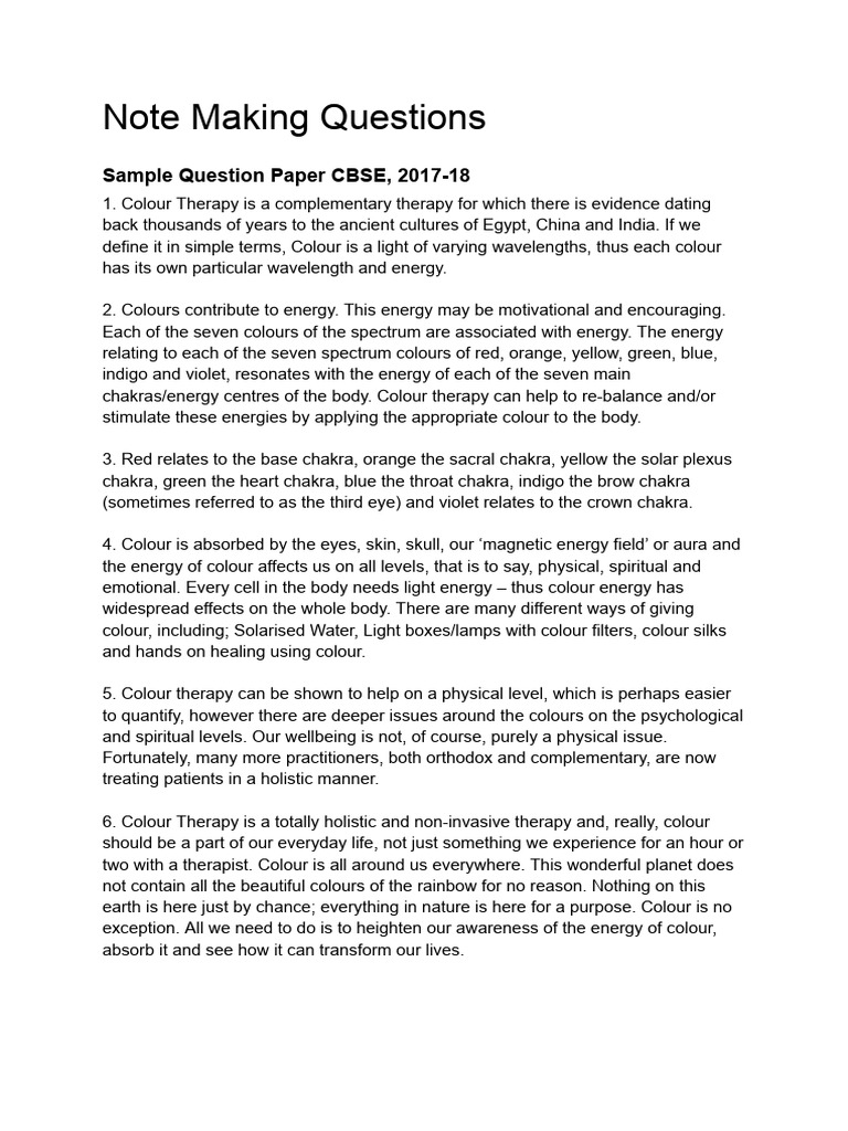 Note Making Questions | PDF