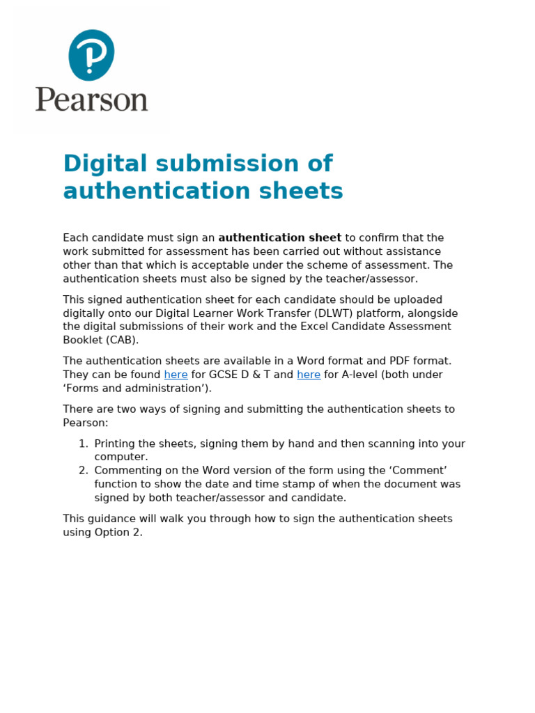 Digital Authentication Form Guidance | PDF