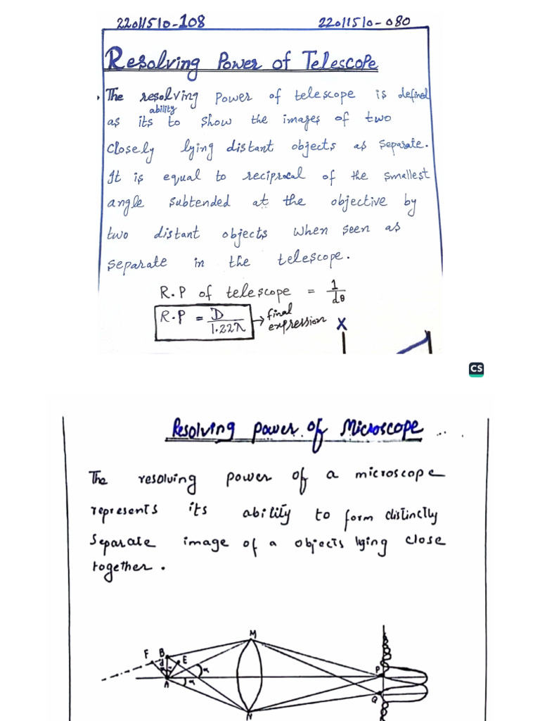 Resolving Power of Lenses | PDF