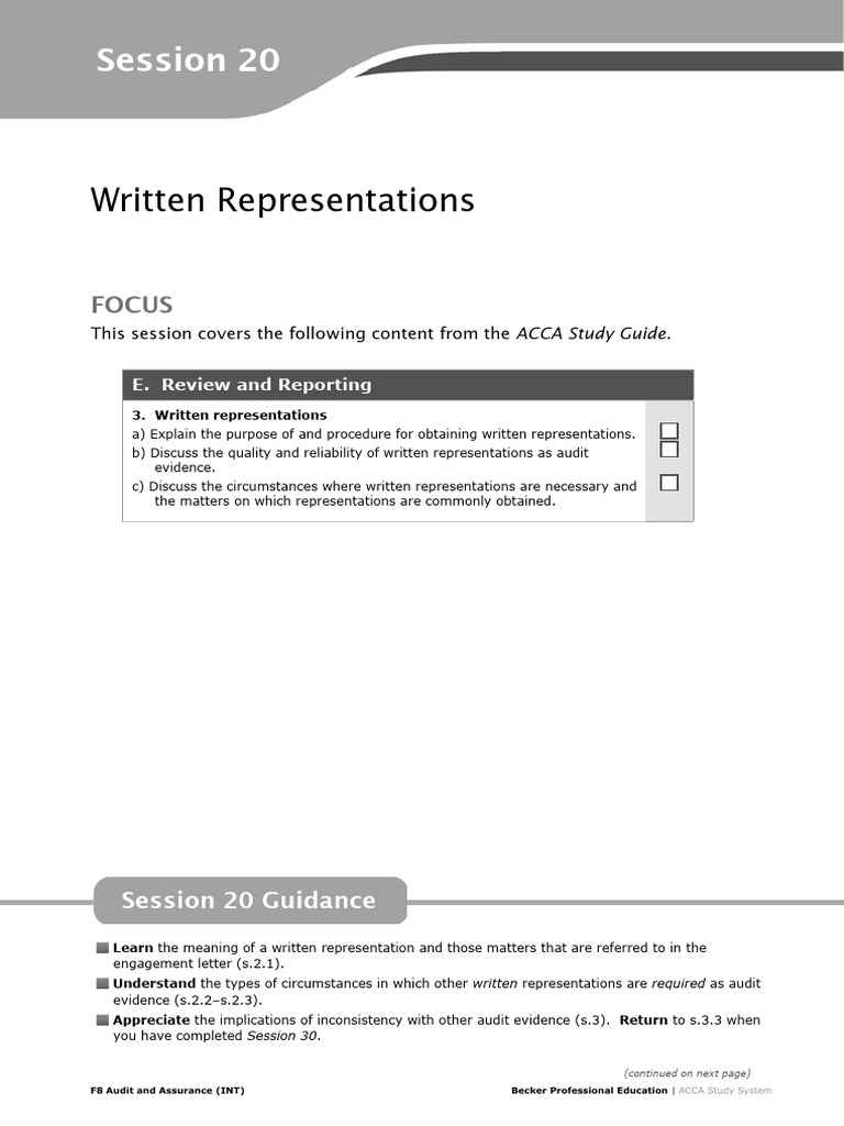 Understanding Written Representations in Audits | PDF | Audit | Auditor ...