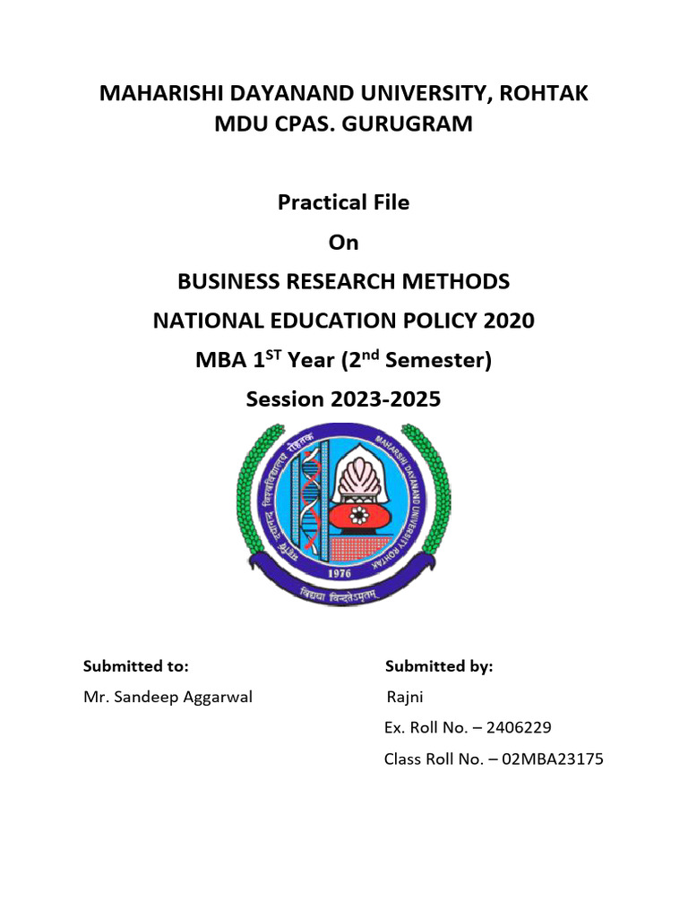 Rajni NEP2020 Assignment | PDF | Sampling (Statistics) | Business