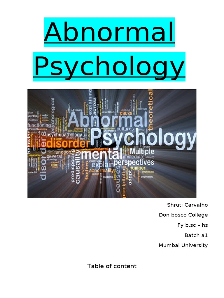 Abnormal Psychology Project Word | PDF | Mental Disorder | Self-Improvement