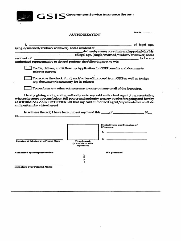 GSIS Authorization | PDF