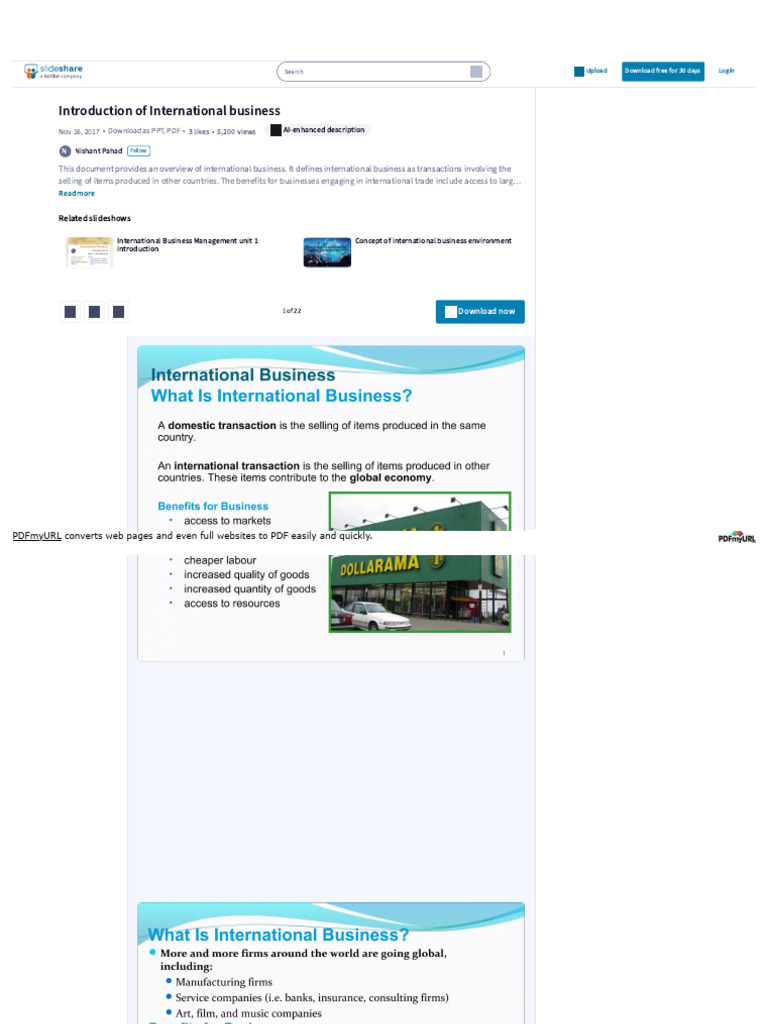 Overview of International Business | PDF | Exports | Balance Of Trade