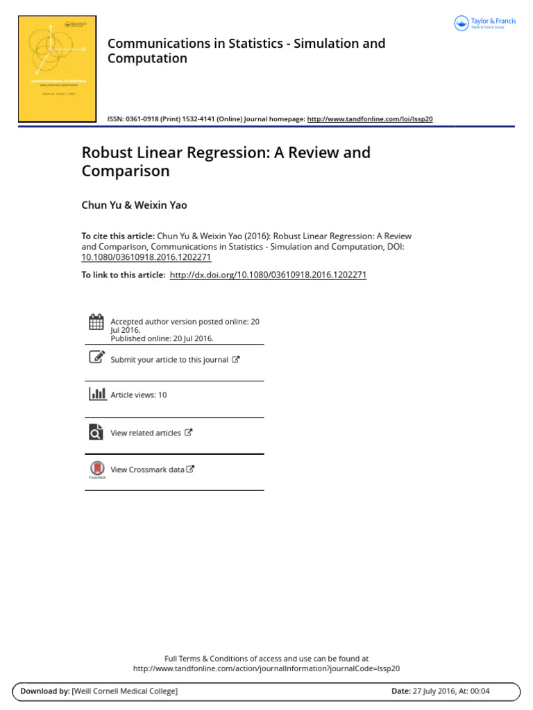 Robust Linear Regression Review and Comparison | PDF